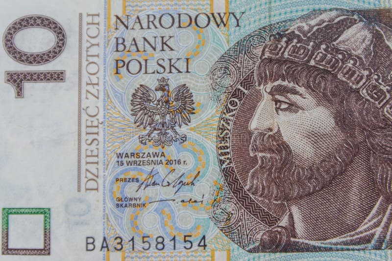Macro Shot of Ten Polish Zloty Banknote Stock Image - Image of banknote ...