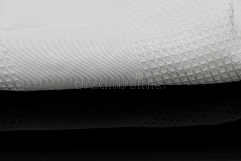 Macro Shot Texture Pattern of Folded White Towel Kitchen Fabric ...