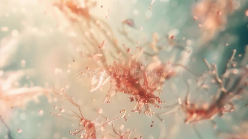 A Macro Shot of a Tiny Translucent Bacteria Culture Multiplying and ...