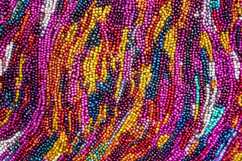 Macro Shot of Traditional Maasai Beadwork Texture, Colorful Tiny Beads ...