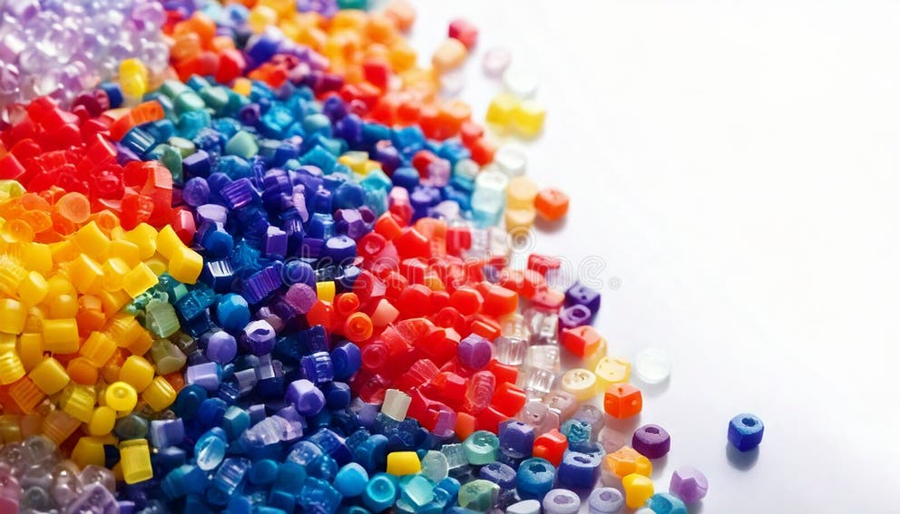 Macro Shot of Translucent Plastic Pellets in Mixed Colors with Glossy ...