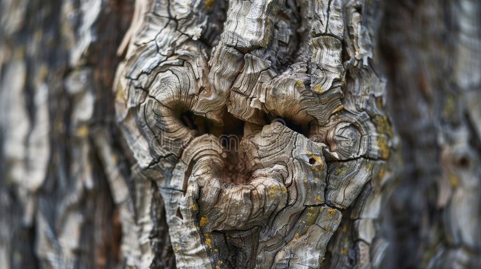 A Macro Shot of a Tree Knots Rough Surface Showcasing the Torn Layers ...