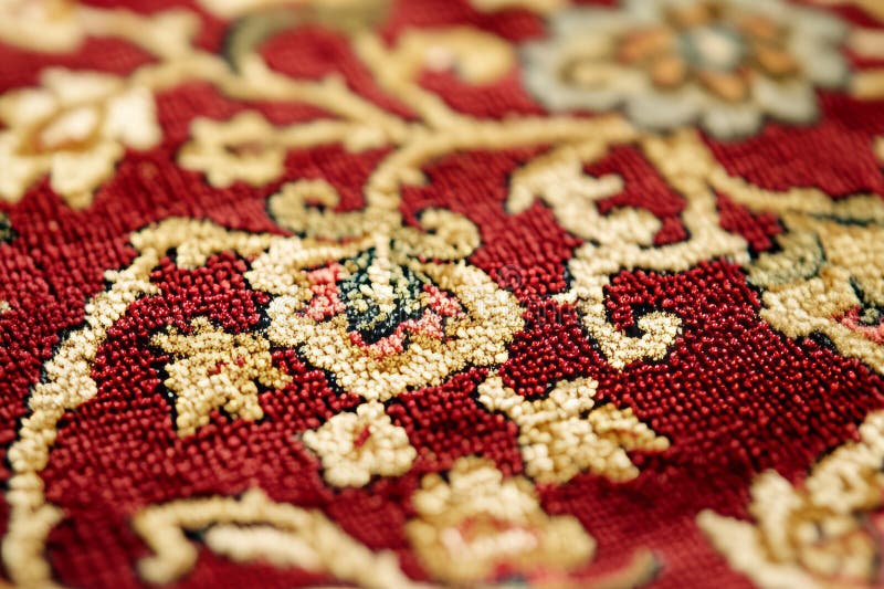 Macro Shot of Turkish Carpet Texture, Complex Floral Patterns in Rich ...
