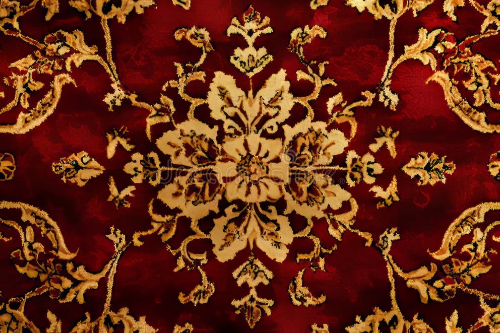 Macro Shot of Turkish Carpet Texture, Complex Floral Patterns in Rich ...