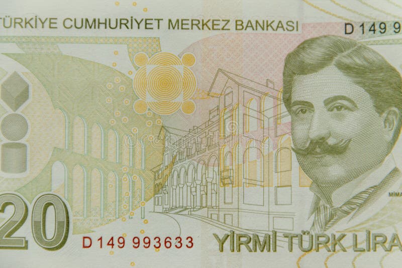 Macro Shot of Twenty Turkish Lira Banknote Stock Image - Image of paper ...