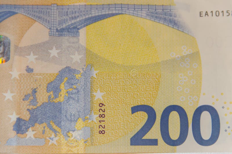 Macro Shot of Two Hundred Euro Banknote Stock Image - Image of finance ...
