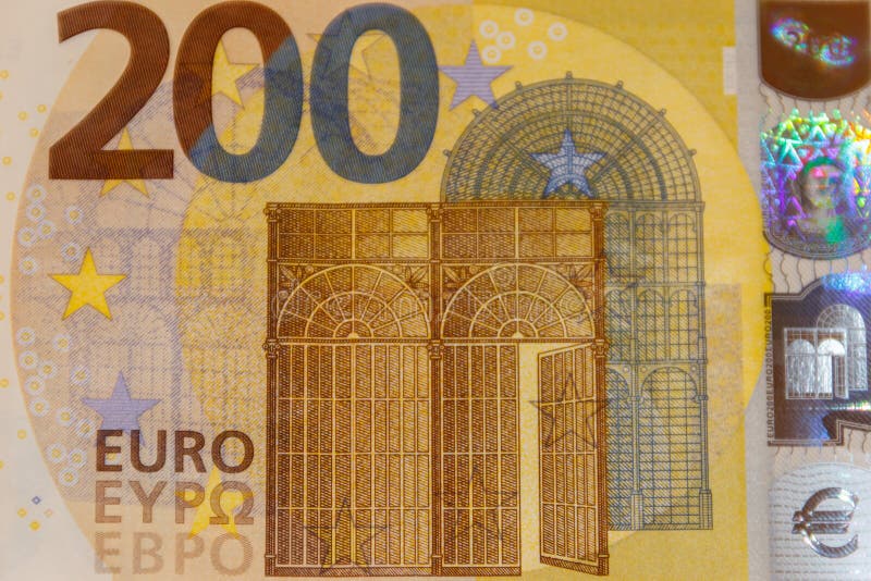 Macro Shot of Two Hundred Euro Banknote Stock Photo - Image of note ...