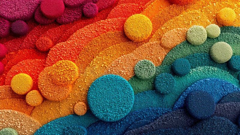 Macro Shot of Vibrant Textured Surface with Colorful Foam Bubbles in a ...