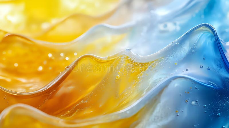 Macro Shot of Vivid Liquid Colors Blending with Dynamic Waves Stock ...