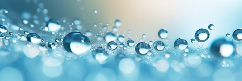 Macro Shot Water Droplets on Blue Surface, Reflecting Light and ...