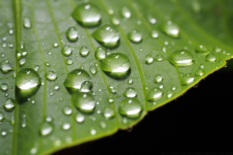 Macro Shot of Water Droplets on Lotus Leaf Edge Stock Photo - Image of ...