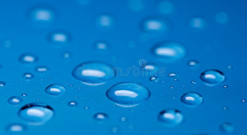 Blue Water Drops Background - Macro Photography Stock Illustration - Illustration of purity ...