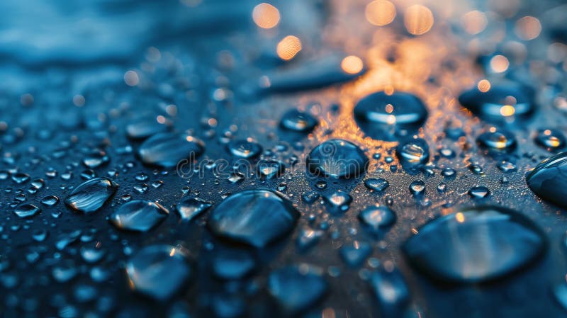 Macro Shot of Water Drops on a Gradient Blue Background Stock ...