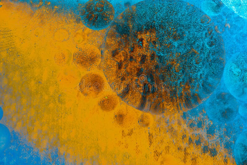 Macro Shot of Water Oil Emulsion Over Colored Background Stock Photo ...