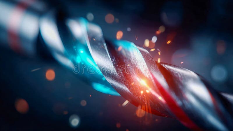Macro Shot of a Wet Industrial Drill Bit on a Metallic Surface, with ...