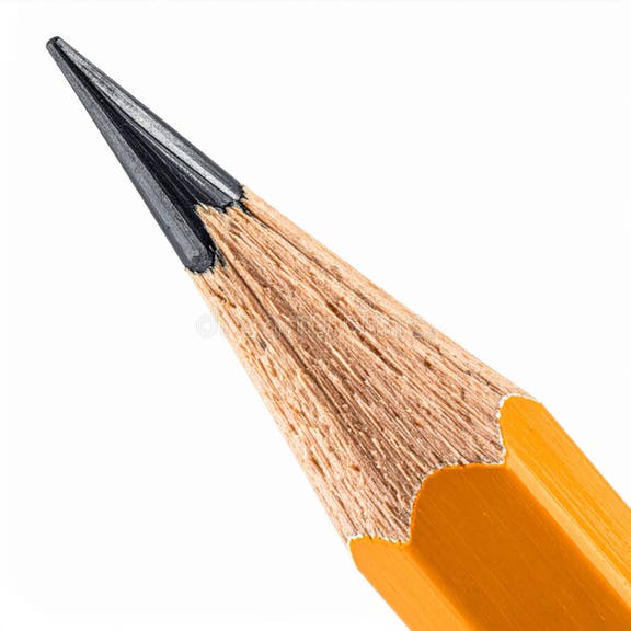 Macro Shot of a Yellow Pencil Tip with Graphite Point on a Clean White ...