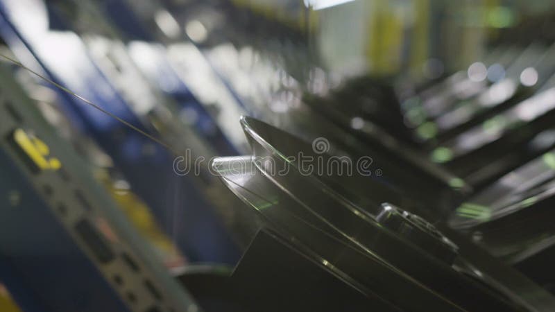 Side View Thin Metal Threads Reeled on Bobbins Macro Stock Video ...