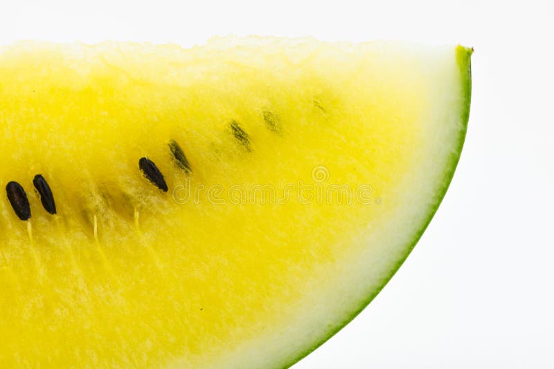 Macro of Slice Yellow Watermelon Isolated Stock Photo - Image of diet ...