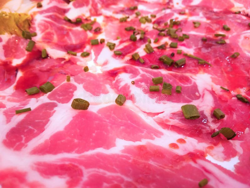 Macro of Sliced Red Meat, Prepare for Shabu Eating Stock Image - Image ...