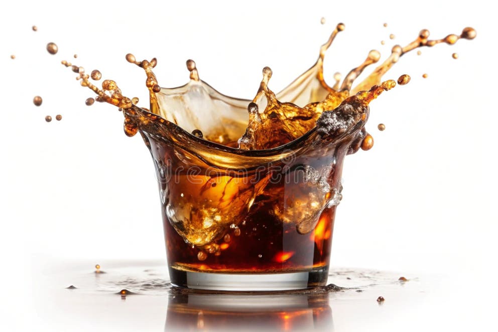 Macro Splash of Cola Isolated on White Background Stock Illustration ...