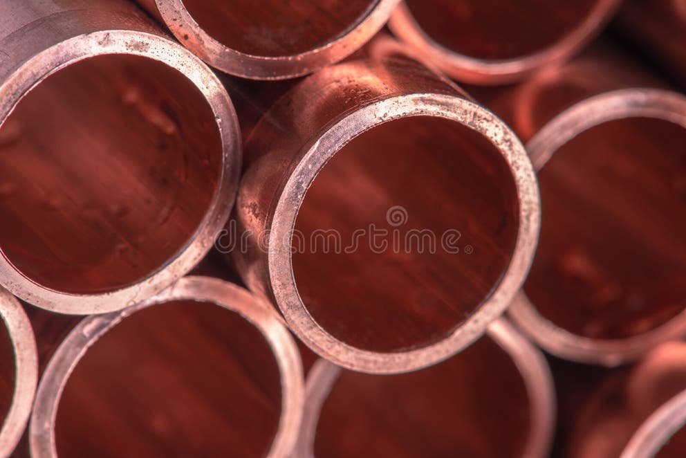 Macro Stack of Copper Tubes Stock Image - Image of plumbing, close ...