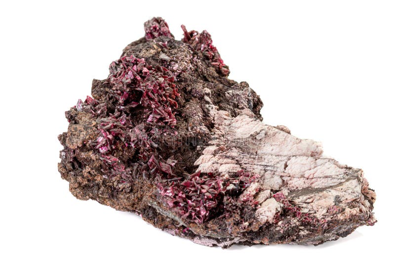 Macro Stone Erythrite Mineral on White Background Stock Image - Image ...