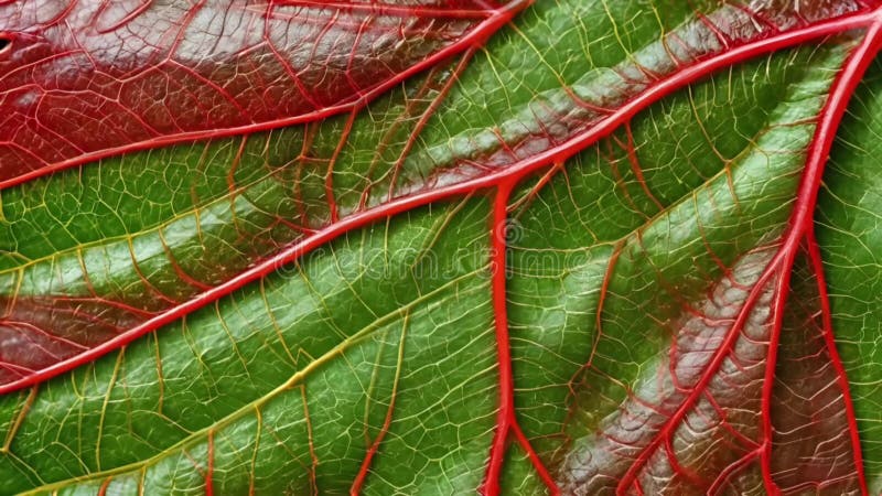 Macro Structure of Leaves with Red and Green Vein Patterns Stock ...