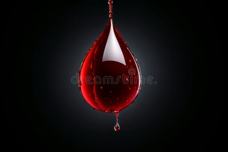 Macro Studio Shot of One Single Drop of Blood Falling Isolated on a ...