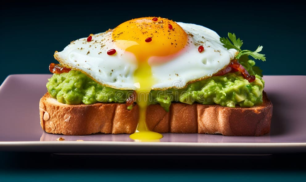 Macro Sunny Side Up Egg Sandwich, Ai Generative Stock Illustration ...