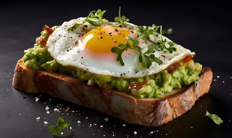Macro Sunny Side Up Egg Sandwich, Ai Generative Stock Illustration ...