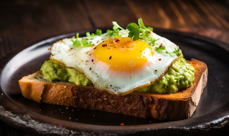 Macro Sunny Side Up Egg Sandwich, Ai Generative Stock Illustration ...
