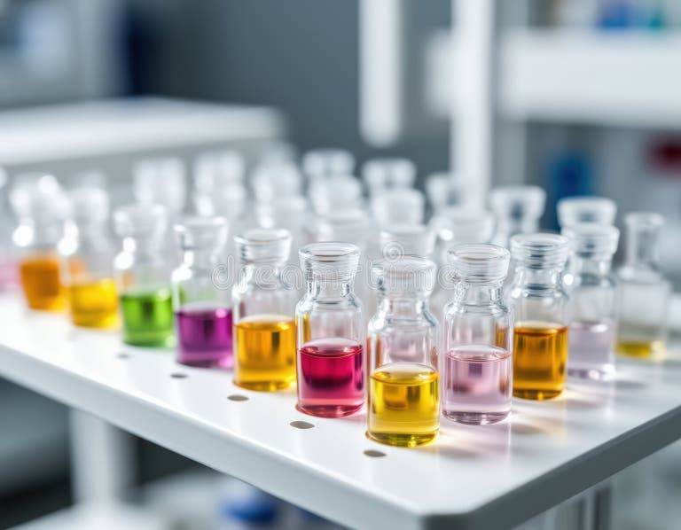 Macro of Test Vials in a Rack Inside a Laboratory. Stock Photo - Image ...