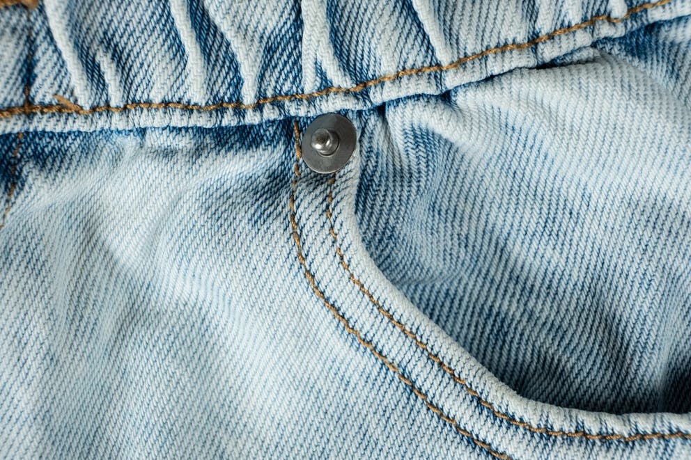 Macro Texture Blue Natural Denim. Metal Denim Tack Button Stock Image ...