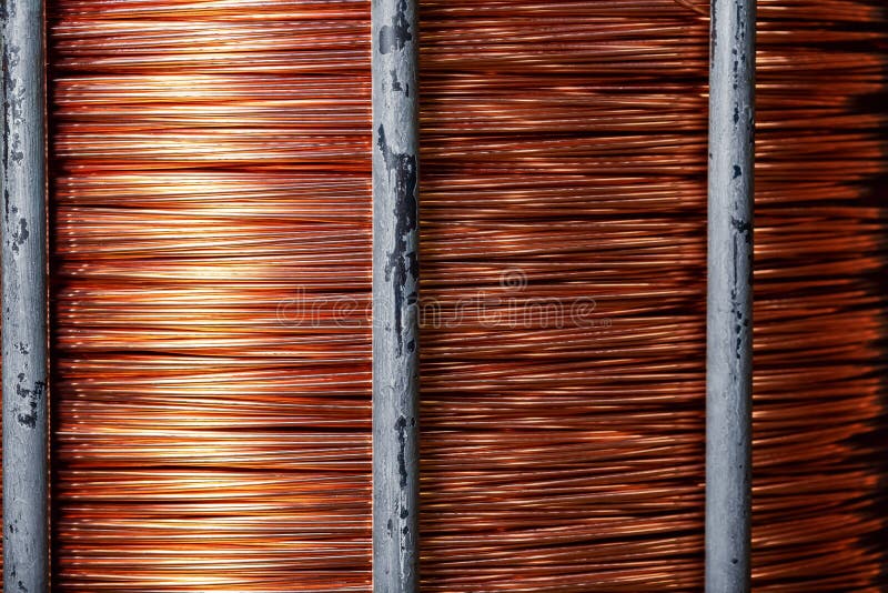 Macro Texture Copper Cable Rolled Coil Up on Industry Factory Stock ...