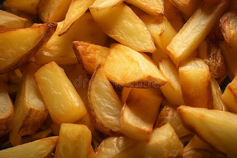 Macro Texture of Delicious Fried or Baked Potatoes, Close Up. AI ...