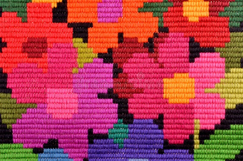 Macro Texture Fragment of Hand Embroidered Fabric, Stock Photo - Image ...