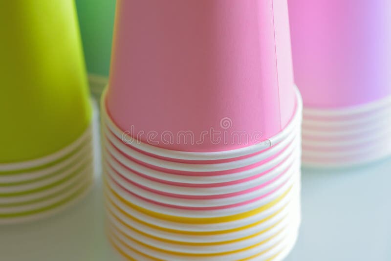 Macro Texture of Lined Up Colorful Paper Cups Stock Photo - Image of ...