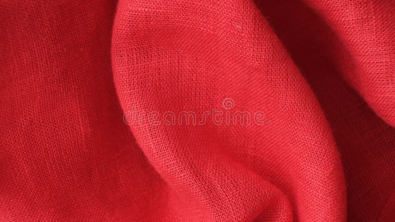 Macro Texture Linen Red Fabric Top View. Stock Video - Video of closeup ...