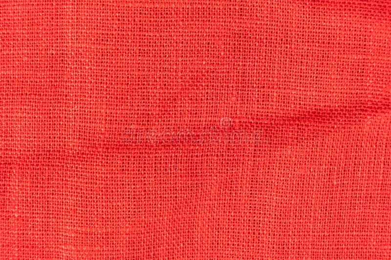 Macro Texture of Red Linen Textile from Top View. Stock Image - Image ...