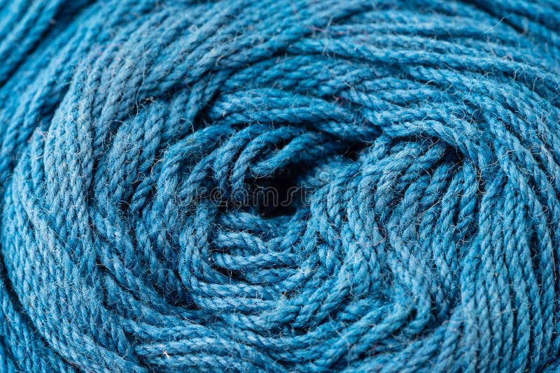 Macro Texture of Woolen Blue Thread, Close-up, Copy Space. Macro ...