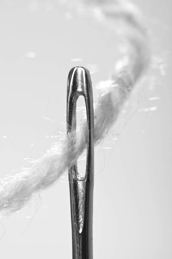 Macro Thread a Needle Black and White Image Stock Photo - Image of ...