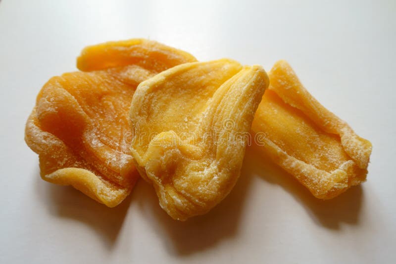 Macro of Three Pieces of Yellow Dried Jack Fruit Stock Photo - Image of ...