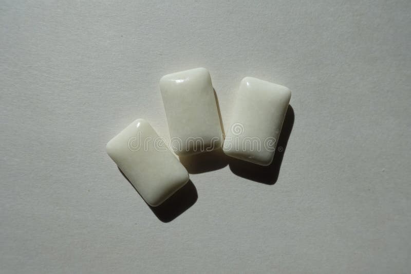 Macro of Three White Pieces of Chewing Gum Stock Photo - Image of ...