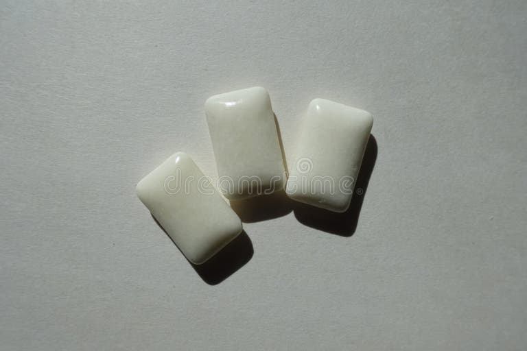 Macro of Three White Pieces of Chewing Gum Stock Photo - Image of ...