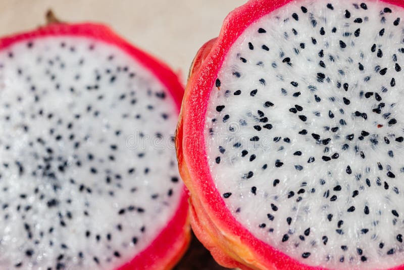 Macro of Two Pieces of Dragon Fruit Stock Photo - Image of drink ...