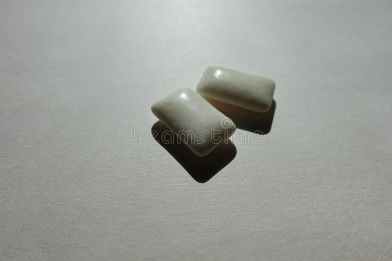 Macro of Two White Pieces of Chewing Gum Stock Image - Image of ...
