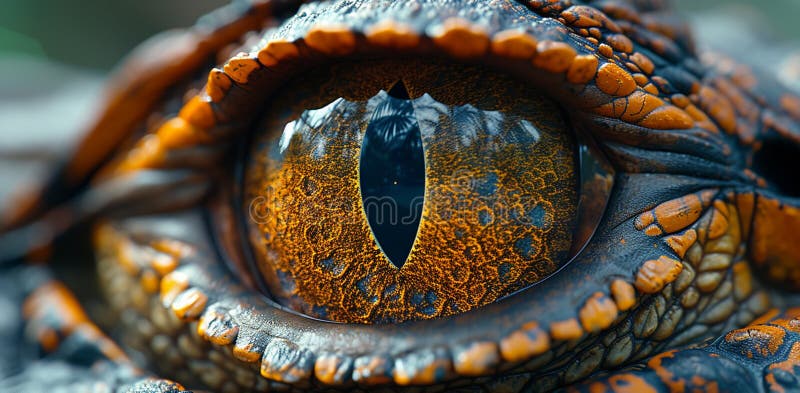 Macro View of Alligator Eye Stock Illustration - Illustration of head ...