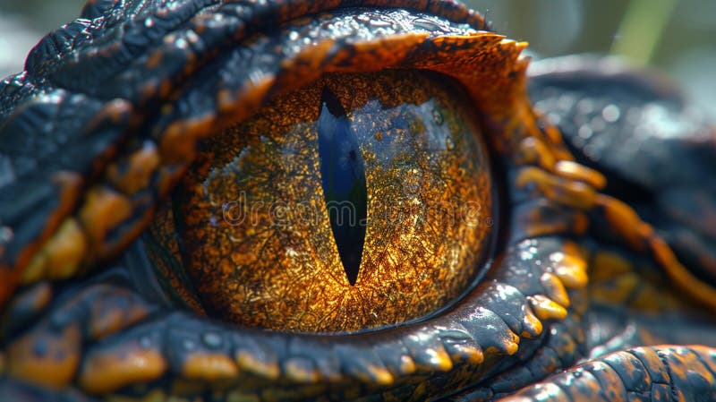 Macro View of Alligator Eye Stock Illustration - Illustration of danger ...