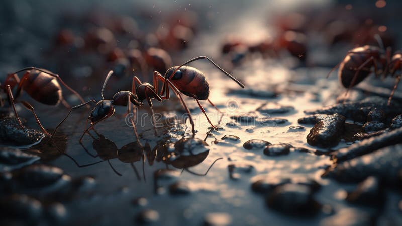 Macro View of Ants. Generative Ai Stock Photo - Image of colony, small ...