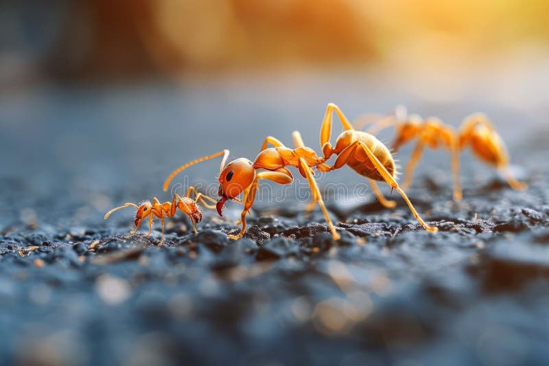 Macro View of Ants in the Wilderness at Spring Stock Illustration ...